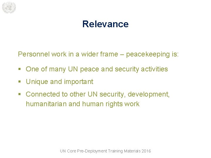 Module 1 An Overview of United Nations Peacekeeping