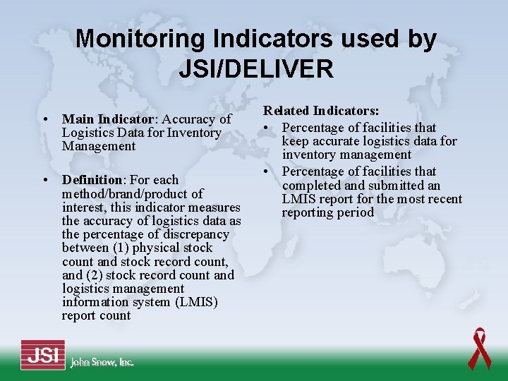Reporting Requirements and Indicators for Supply Chain Management