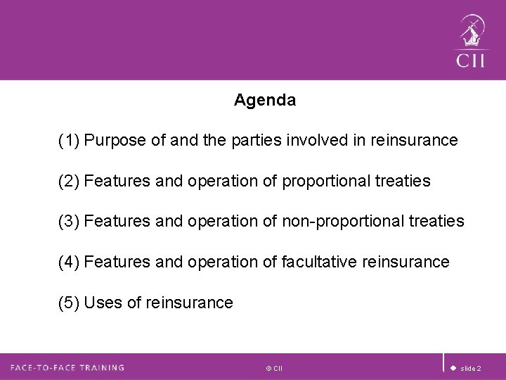 INTRODUCTION TO REINSURANCE January 2017 CII u slide