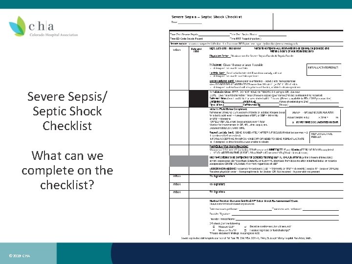 Sepsis Table Top Scenario Colorado Hospital Association 2019