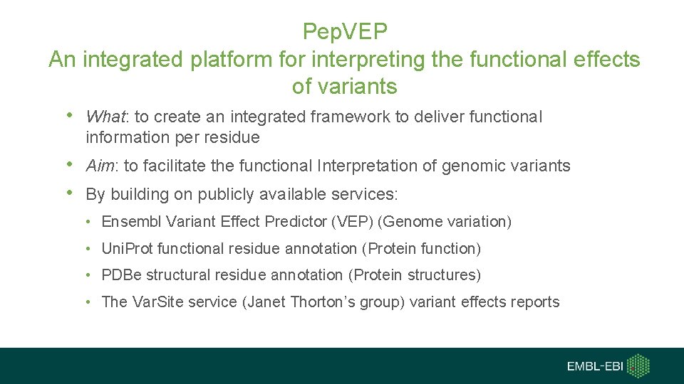 GIFTs and Pep VEP glue projects Genome Integration