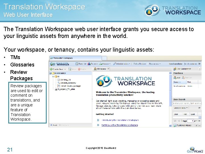 Training Module Translation Workspace Introduction to Translation Tools