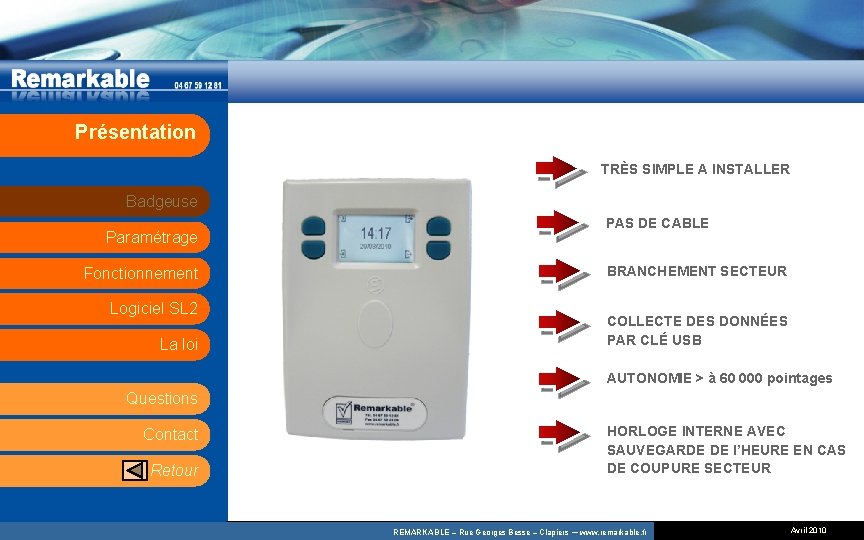 Prsentation Badgeuse Paramtrage Fonctionnement Logiciel SL 2 La