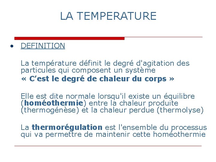 MODULE TRANSVERSAL SOINS INFIRMIERS N 2 LES PARAMETRES