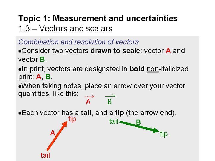 Topic 1 Measurement and uncertainties 1 3 Vectors