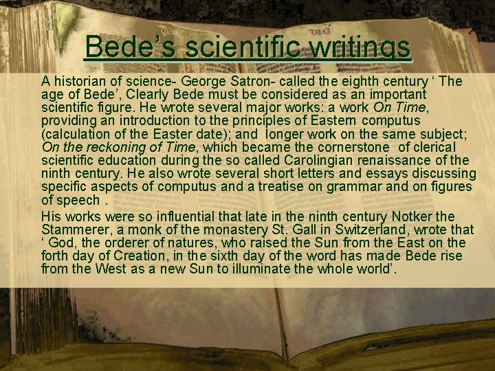 St Bede Caedmons Hymn Contents St Bede life