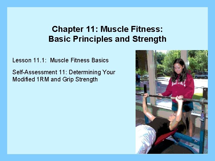 Chapter 11 Muscle Fitness Basic Principles and Strength