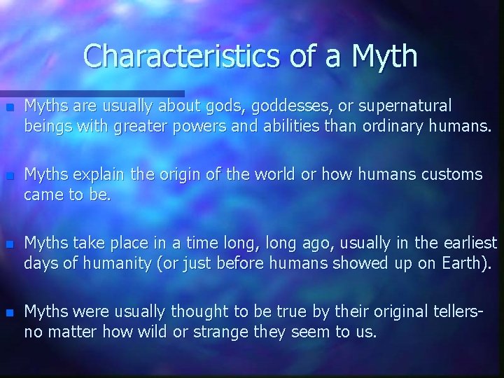 Introduction to Mythology Prepared by Linda R Williams