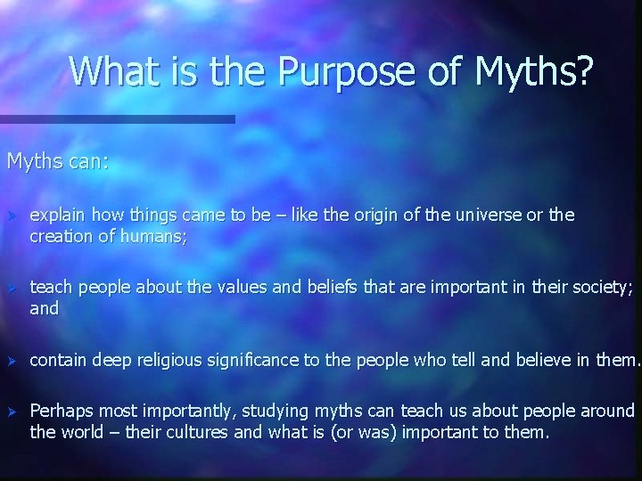 Introduction to Mythology Prepared by Linda R Williams