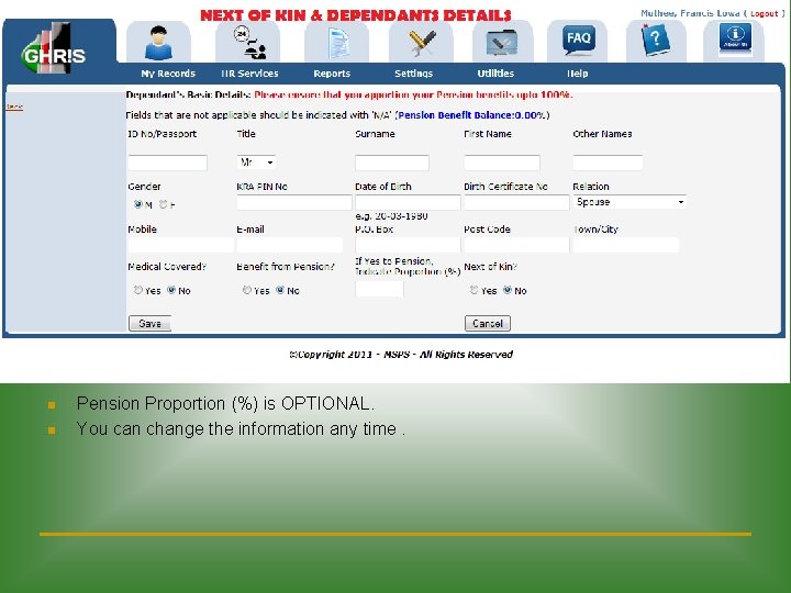Government Human Resource Information System GHRIS Profile Update