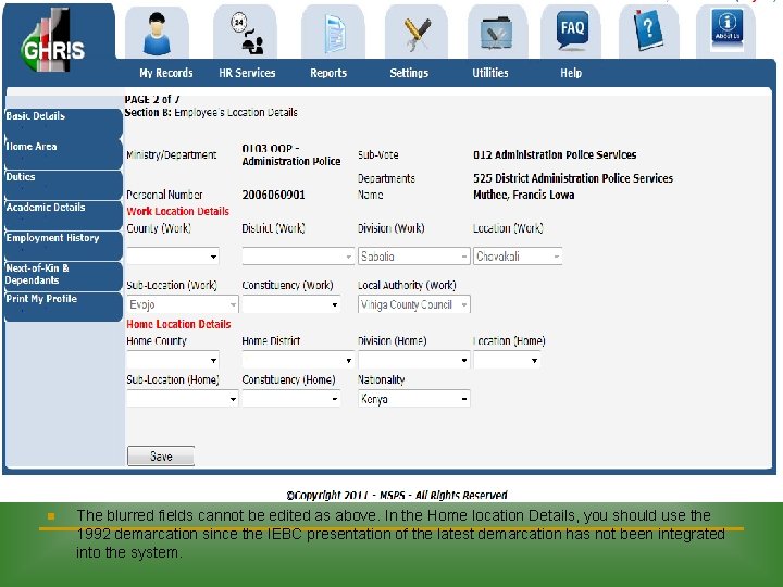 Government Human Resource Information System GHRIS Profile Update