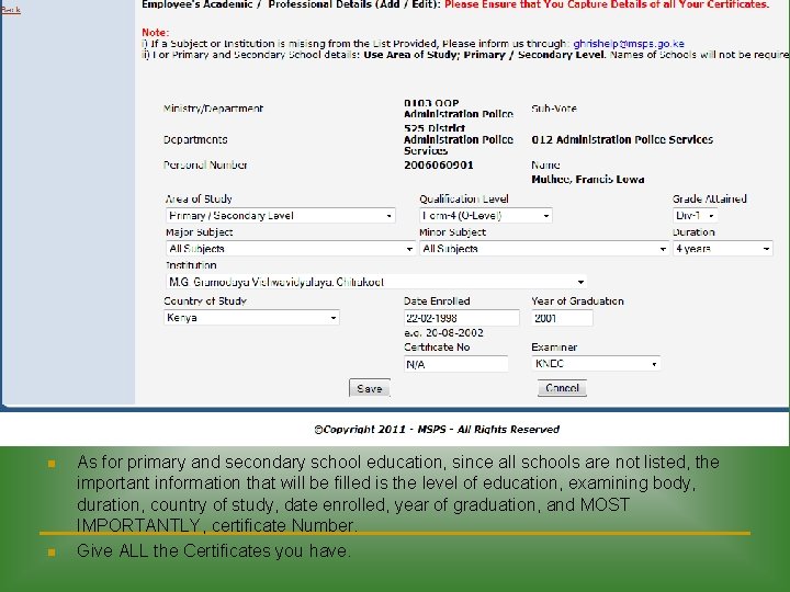 Government Human Resource Information System GHRIS Profile Update