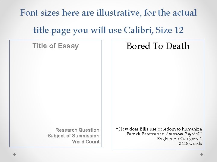 Extended Essay Formatting Workshop Class of 2018 November