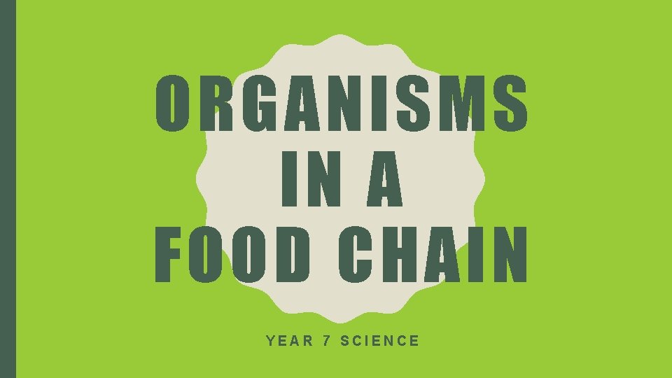 ORGANISMS IN A FOOD CHAIN YEAR 7 SCIENCE