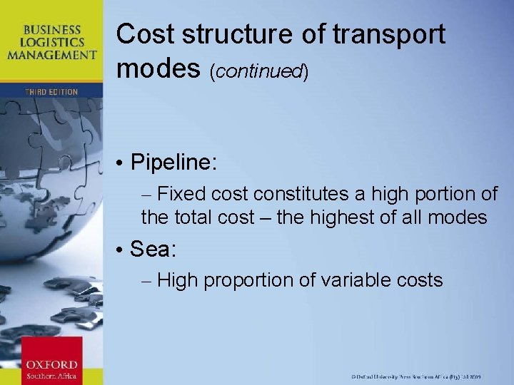 Chapter 16 Transport cost structures and pricing principles