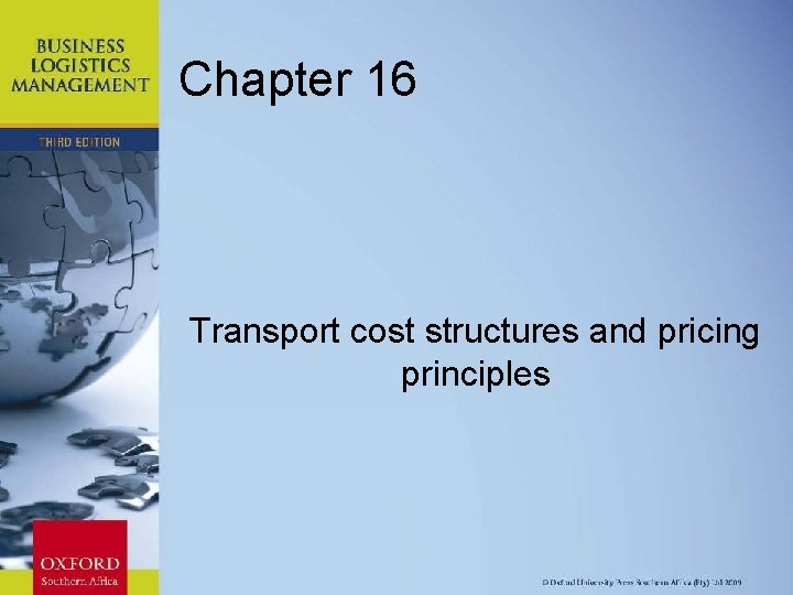 Chapter 16 Transport cost structures and pricing principles