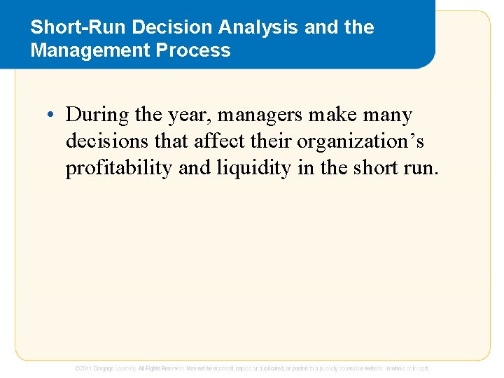 10 ShortRun Decision Analysis ShortRun Decision Analysis and