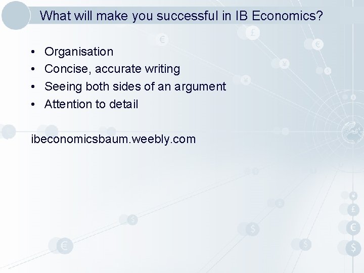 IB Economics A brief outline Section 1 Microeconomics