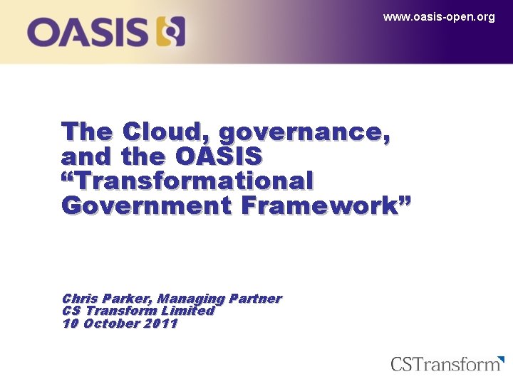 www oasisopen org The Cloud governance and the
