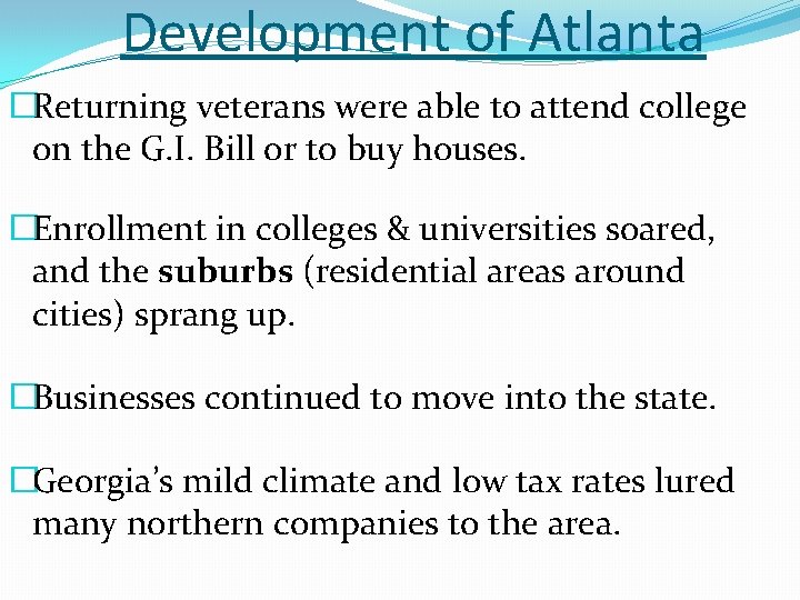 Post World War II Developments of Georgia 1945