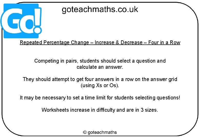 Repeated Percentage Change Increase Decrease Four in a