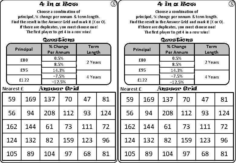 Repeated Percentage Change Increase Decrease Four in a