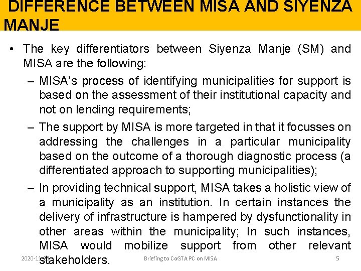 Municipal Infrastructure Support Agent Roles and Responsibilities of