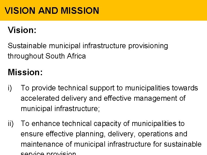 Municipal Infrastructure Support Agent Roles and Responsibilities of