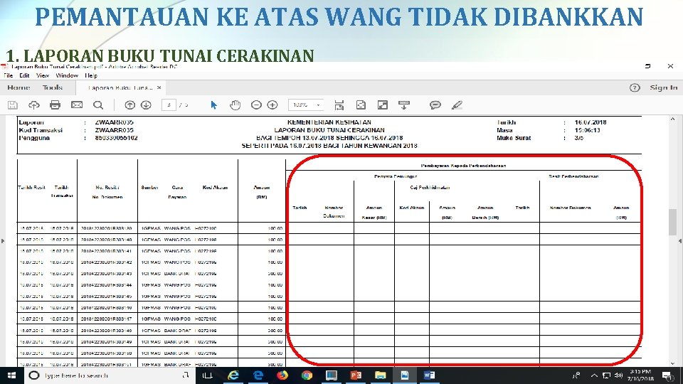 Bahagian Akaun Kementerian Kesihatan Malaysia PENGURUSAN TERIMAAN i