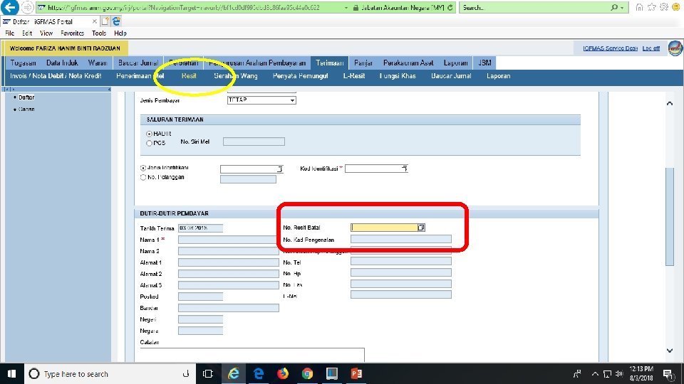 Bahagian Akaun Kementerian Kesihatan Malaysia PENGURUSAN TERIMAAN i