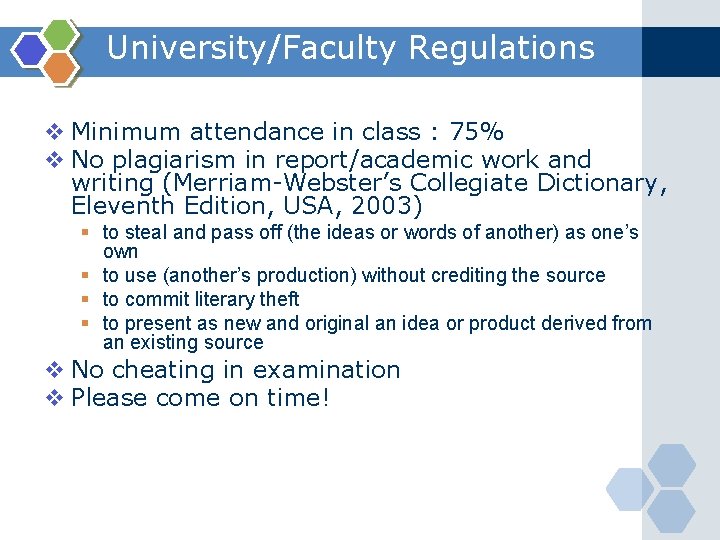 UniversityFaculty Regulations v Minimum attendance in class 75