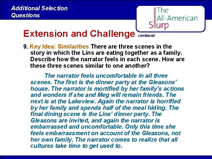 Additional Selection Questions Comprehension 1 Key Idea Similarities