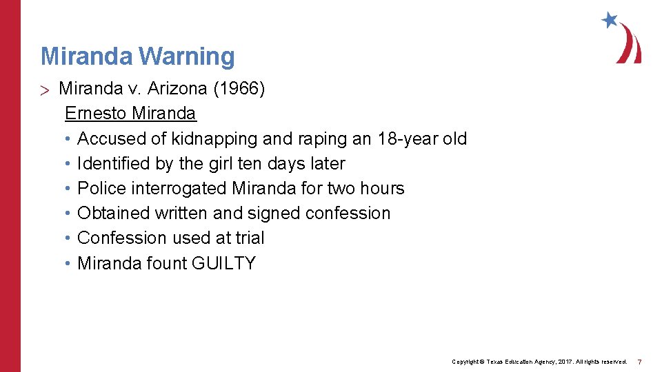 Entry Into the System Arrests and Miranda Copyright