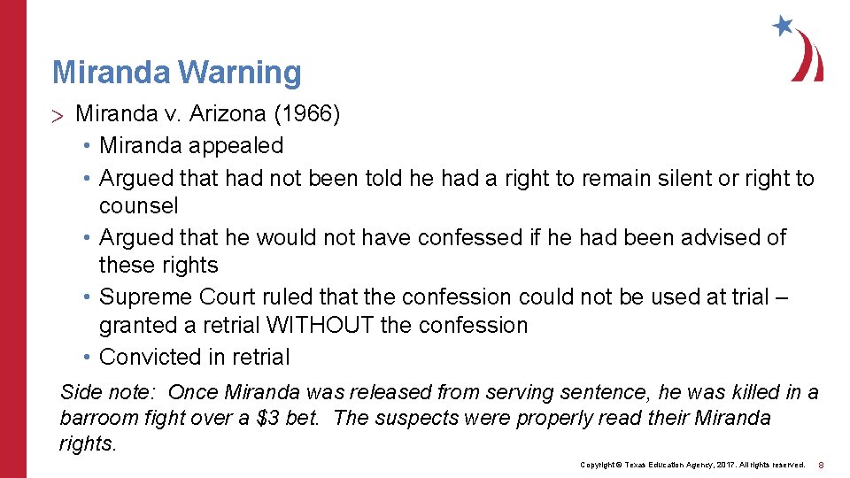 Entry Into the System Arrests and Miranda Copyright