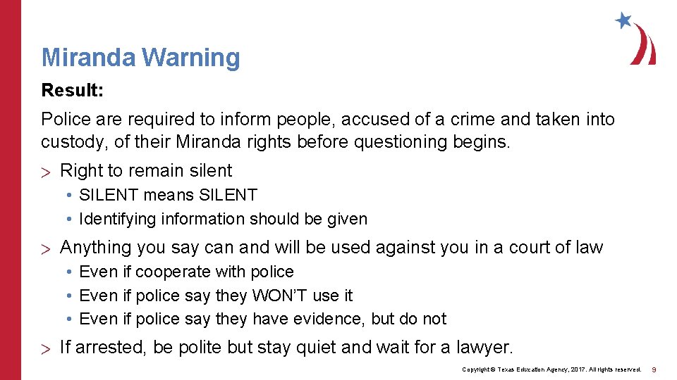 Entry Into the System Arrests and Miranda Copyright