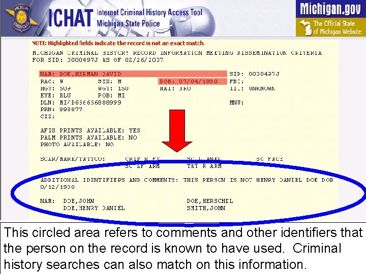 HOW TO READ A MICHIGAN CRIMINAL HISTORY tutorial