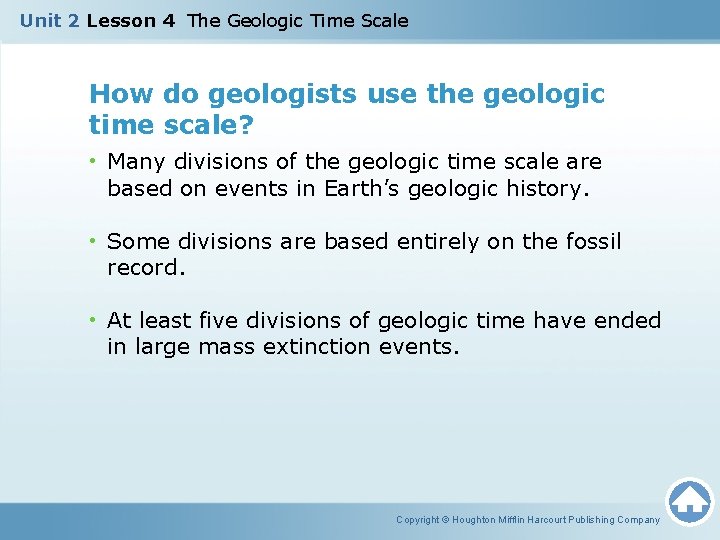 Unit 2 Lesson 4 The Geologic Time Scale