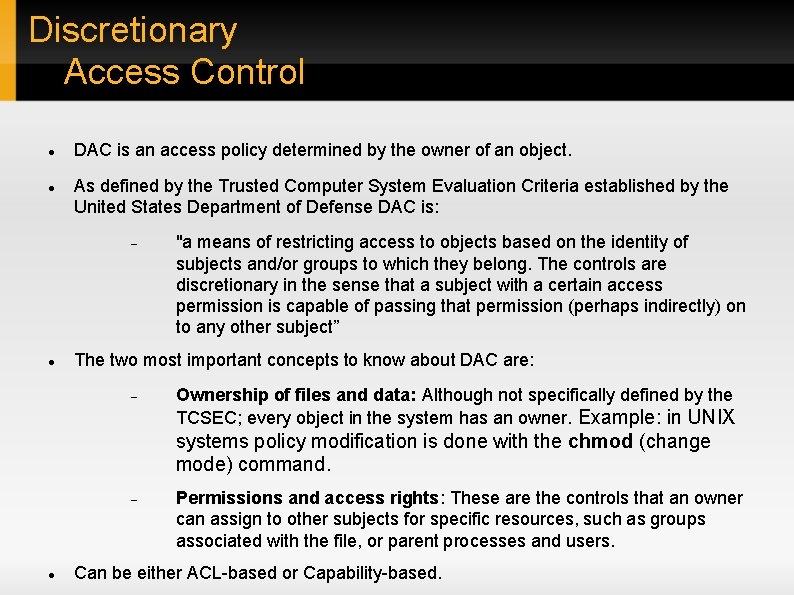 Access Controls Mandatory Access Control by Sean Dalton