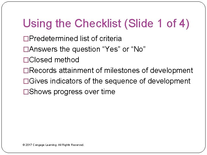 Chapter 4 Using Checklists to Look at Physical