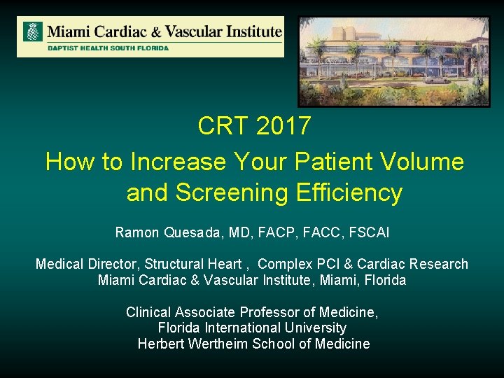 CRT 2017 How to Increase Your Patient Volume