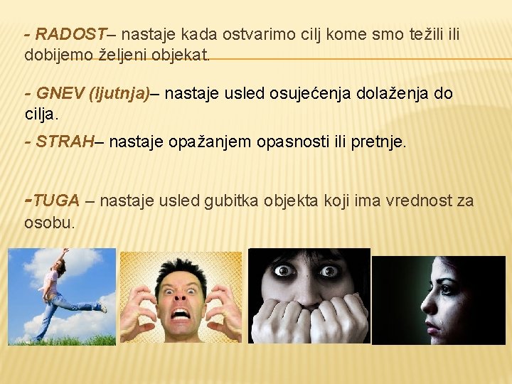 EMOCIJE POJAM EMOCIJAEmocije su subjektivan nain doivljavanja okoline