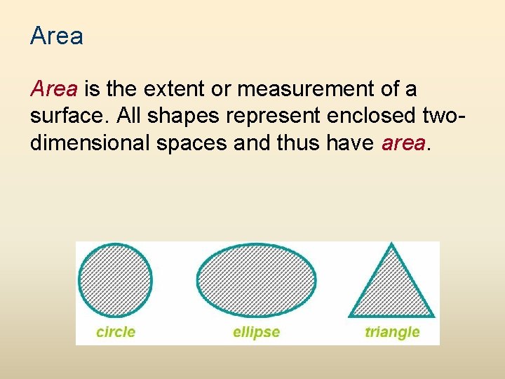 Geometric Shapes and Area Shape describes the twodimensional