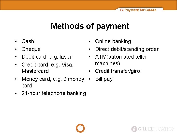 14 Payment for Goods CHAPTER 14 Management of
