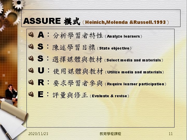 ASSURE Heinich Molenda Russell 1993 AAnalyze learners SState