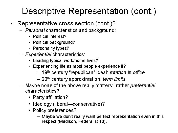 CONGRESS AS A REPRESENTATIVE ASSEMBLY THE CONCEPT OF