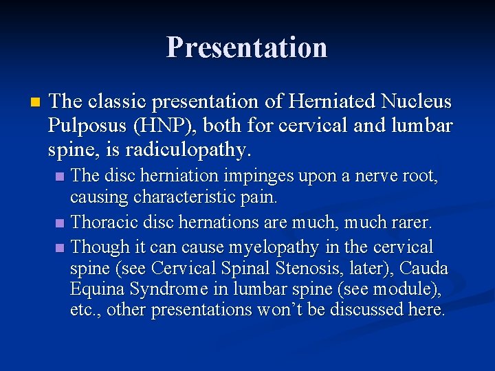 Online Module Spine Degenerative Disc Disease and Low