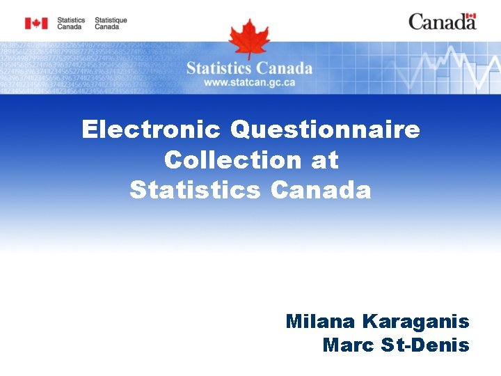 Electronic Questionnaire Collection at Statistics Canada Milana Karaganis