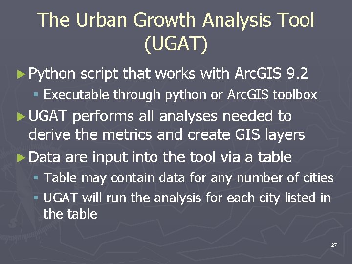 Urban Growth Analysis Calculating Metrics to Quantify Urban