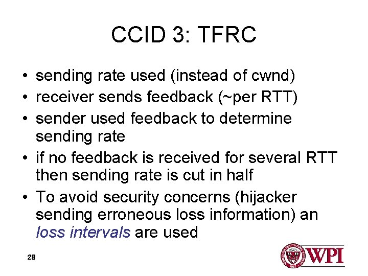 Designing DCCP Congestion Control Without Reliability By Eddie
