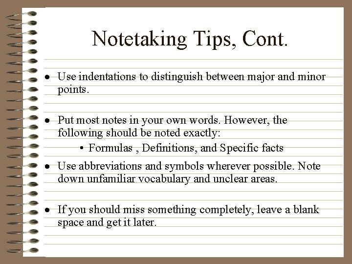 THE CORNELL NOTE TAKING SYSTEM Step 1 Prepare